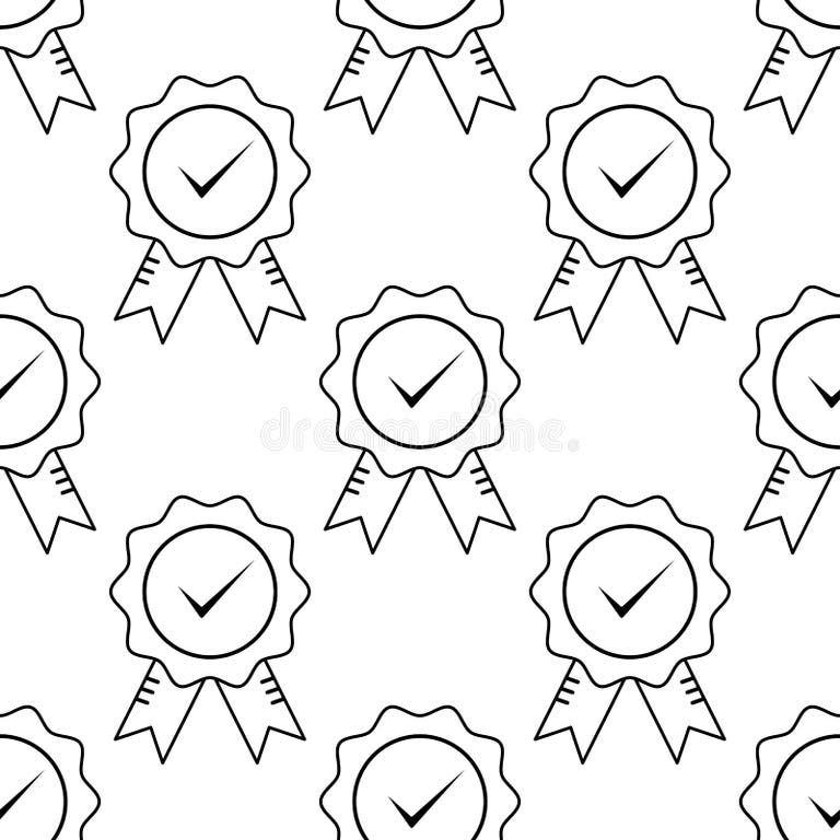 Quality Certified Guarantee Sign with Checkmark. Outline Approved and ...