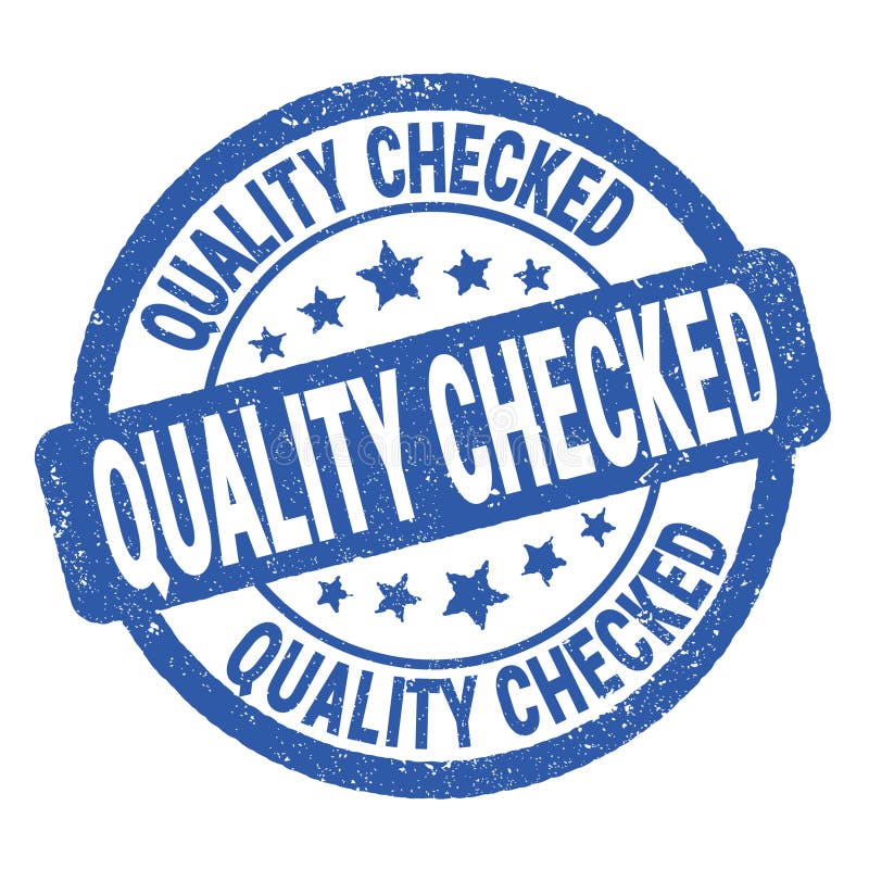 QUALITY CHECKED Text Written on Blue Round Stamp Sign Stock ...