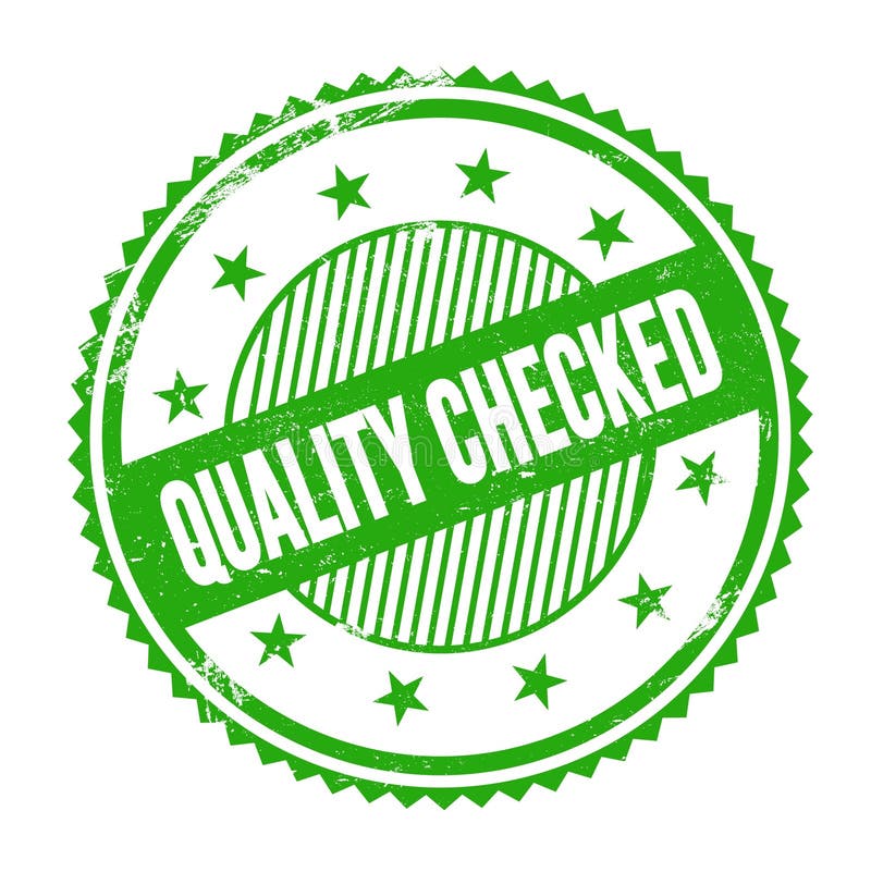 QUALITY CHECKED Text Written on Green Grungy Round Stamp Stock ... QUALITY CHECKED Text Written on Green Grungy Round Stamp Stock ...