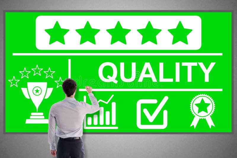 Quality Concept Drawn by a Man Stock Photo - Image of management, rank ...