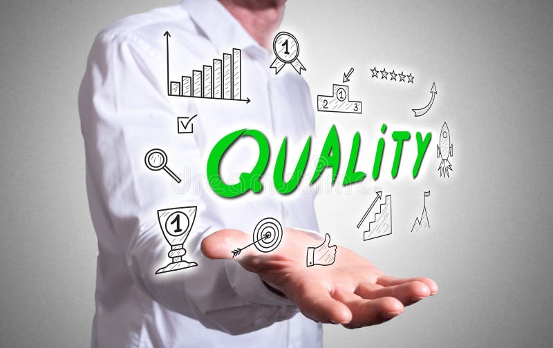 Quality Concept Above a Human Hand Stock Image - Image of productivity ...