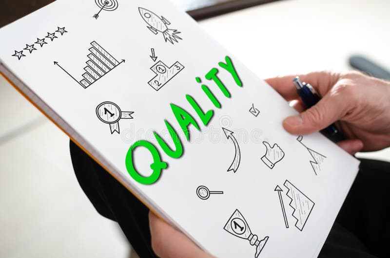 Quality concept on a paper stock photo. Image of excellence - 141640364