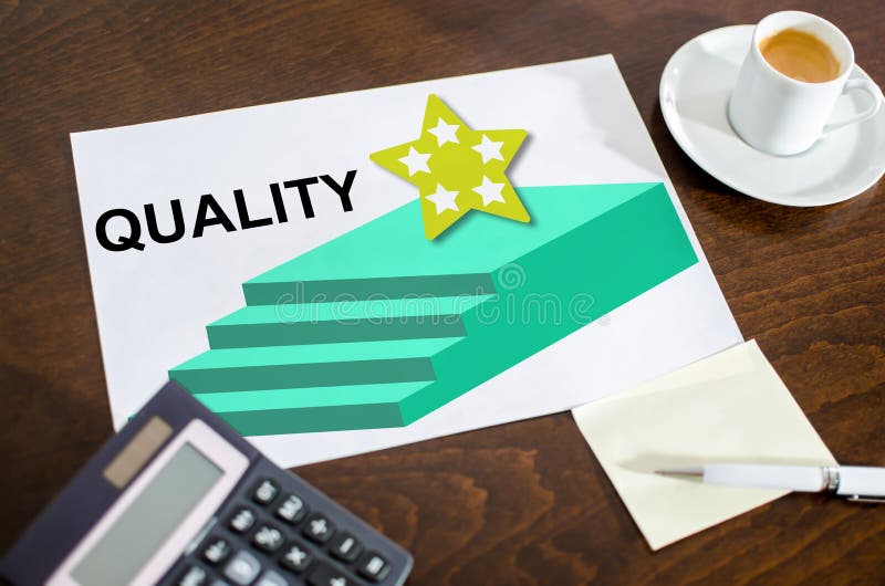 Quality concept on a paper stock image. Image of business - 202442819