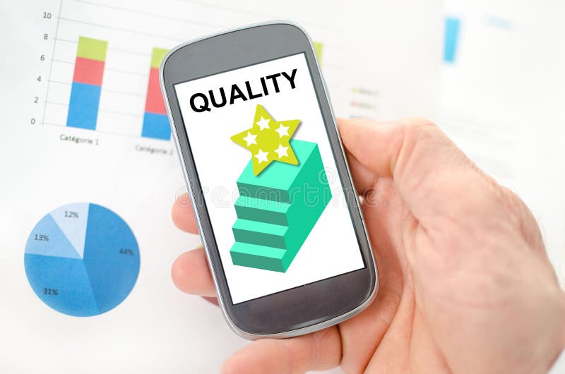 Quality Concept on a Smartphone Stock Photo - Image of stairway ...
