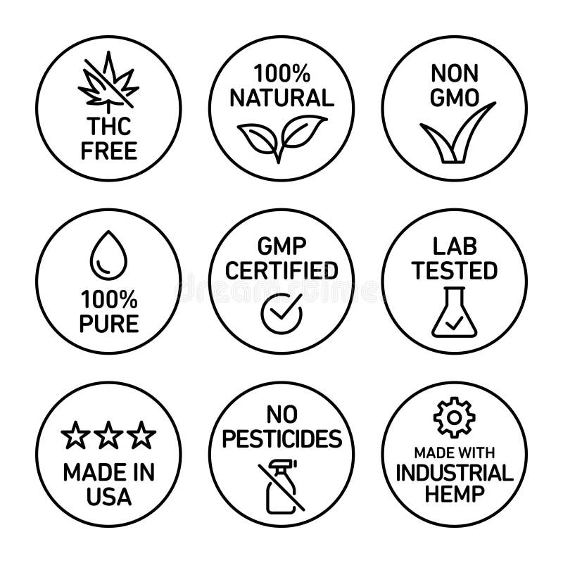 CBD Oil Icons Badge Vector Set Stock Vector - Illustration of chemical ...