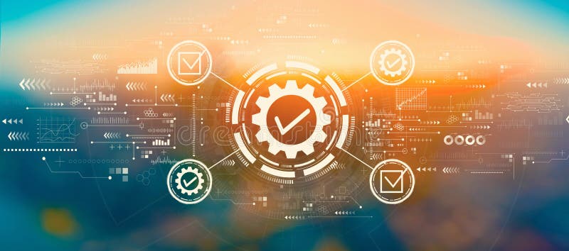 Quality Control Approval with Blurred City at Sunset or Sunrise Stock ...