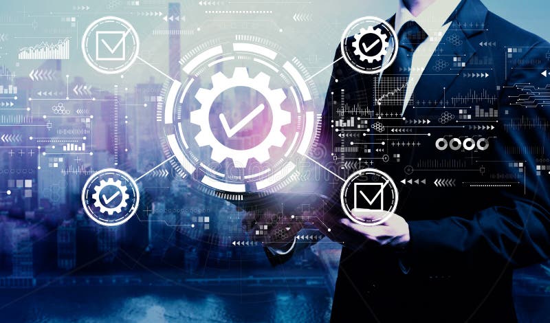 Quality Control Approval with Businessman Holding a Tablet Stock Image ...