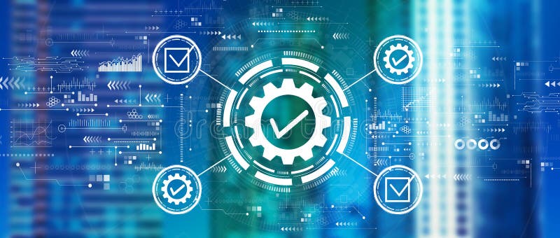 Quality Control Approval with Downtown Skyline Stock Photo - Image of ...