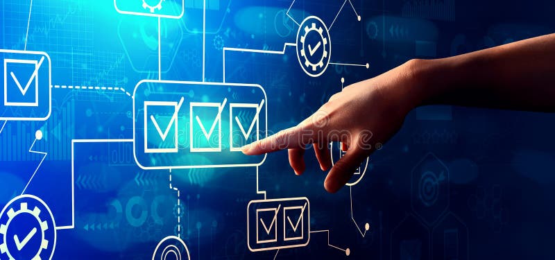 Quality Control Approval with Hand Pressing a Button Stock Image ...