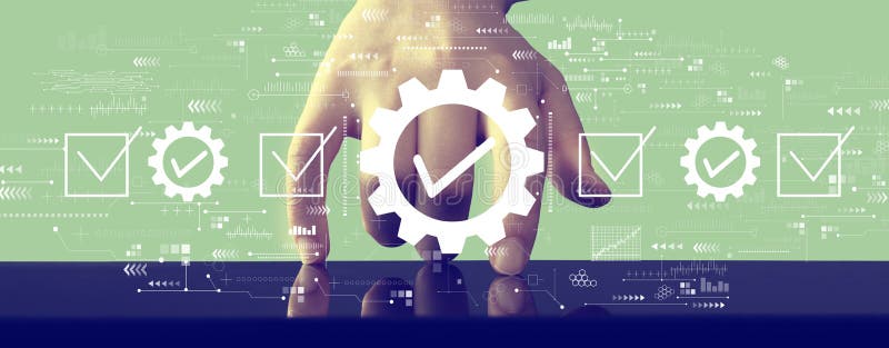 Quality Control Approval with Hand Pressing a Screen Stock Photo ...