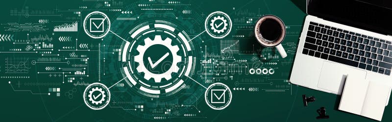 Quality Control Approval with a Laptop Computer Stock Illustration ...