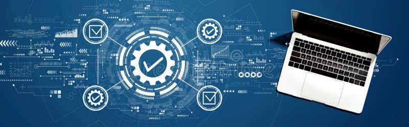 Quality Control Approval with a Laptop Computer Stock Photo - Image of ...