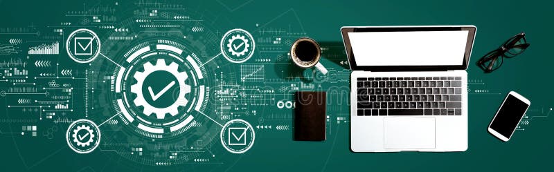 Quality Control Approval with a Laptop Computer Stock Image - Image of ...