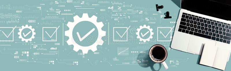 Quality Control Approval with a Laptop Computer Stock Illustration ...