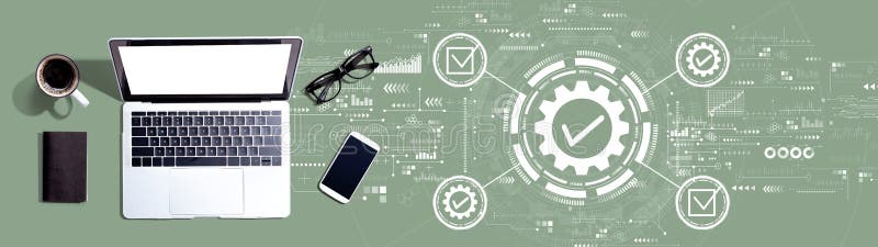 Quality Control Approval with a Laptop Computer Stock Photo - Image of ...