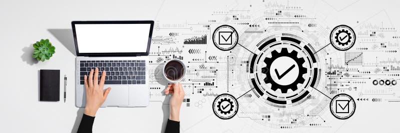 Quality Control Approval with Person Using Laptop Computer Stock Image ...