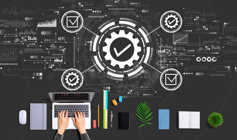 Quality Control Approval with Person Using a Laptop Stock Photo - Image ...