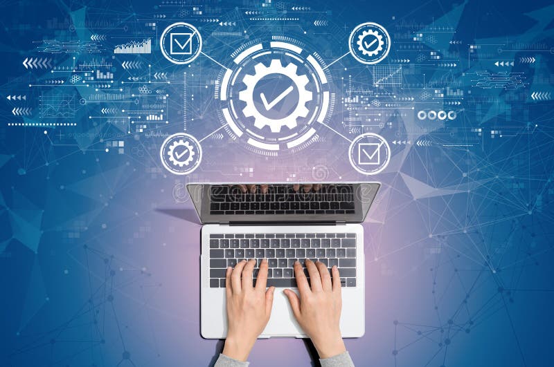 Quality Control Approval with Person Using Laptop Stock Photo - Image ...