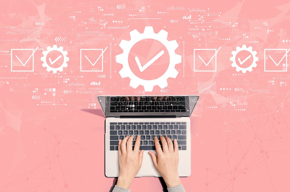 Quality Control Approval with Person Using Laptop Stock Image - Image ...