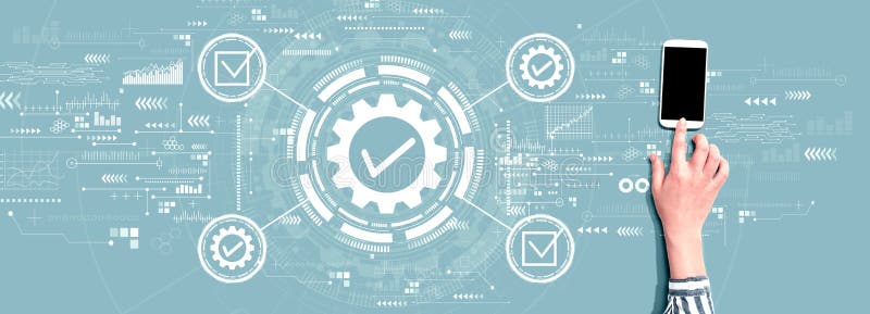 Quality Control Approval with Person Using Smartphone Stock Photo ...