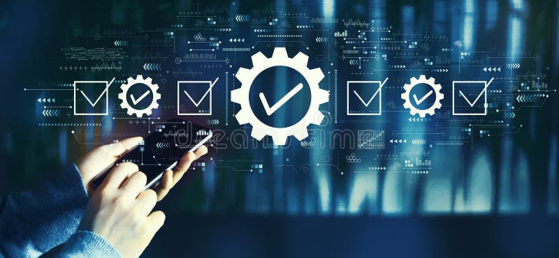 Quality Control Approval with Person Using Smartphone Stock Image ...