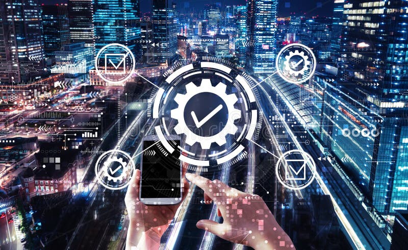 Quality Control Approval with Person Using Smartphone Stock Image ...