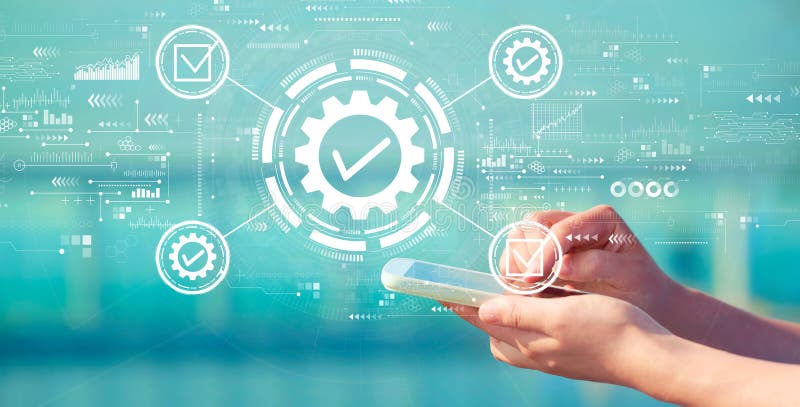 Quality Control Approval with Smartphone Stock Photo - Image of phone ...