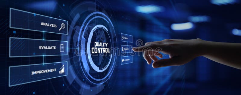 Quality Control Assurance Standards Technology Concept. Hand Pressing ...