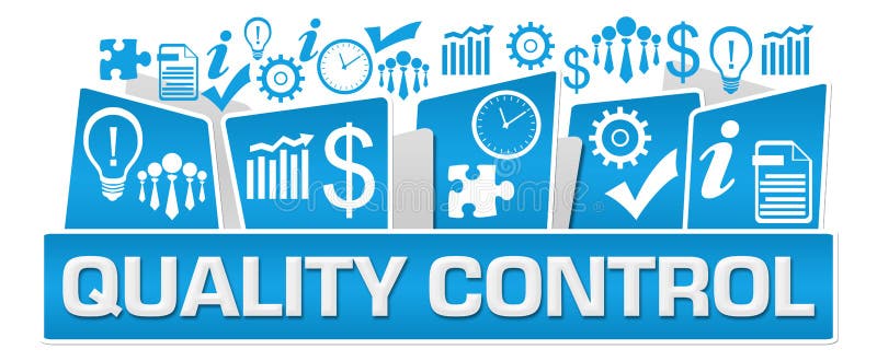 Quality Control Business Symbols on Top Blue Stock Illustration ...