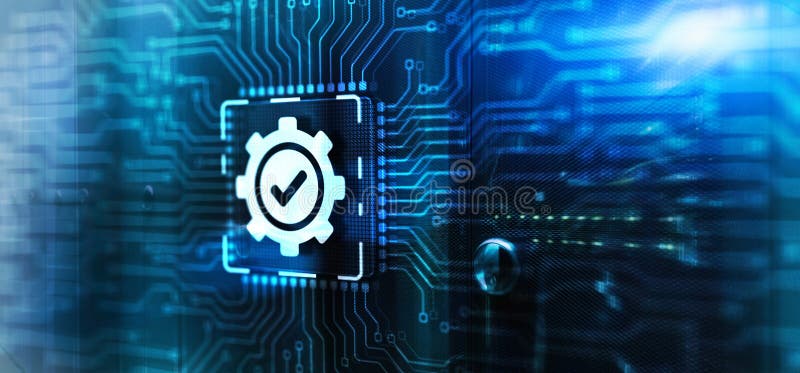 Quality Control Business Technology Concept on 3d Electronic Circuit ...