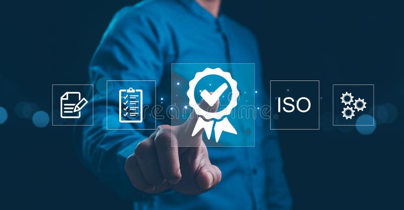 Quality Control Businessman Touch on Virtual Correct Sign or Tick Mark ...