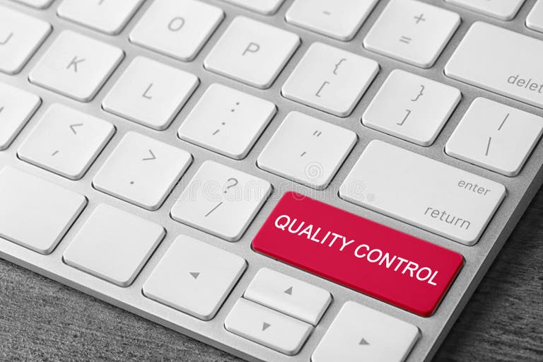 Quality Control Button on Computer Keyboard, Closeup Stock Photo ...