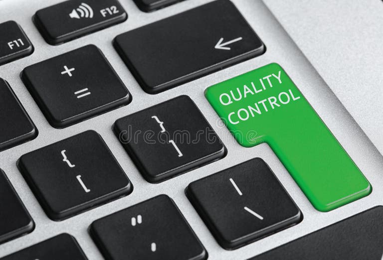 Quality Control Button on Computer Keyboard, Closeup Stock Photo ...