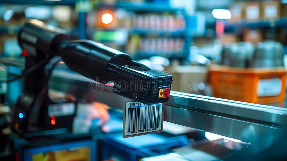 Quality Control, Close-up of a Barcode Scanner Verifying Product Code ...