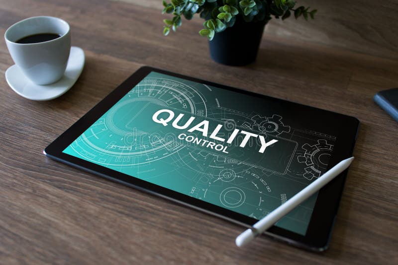 Quality Control Concept on Device Screen. Business and Technology ...