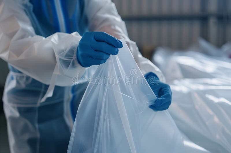 Quality Control Employee Checking Plastic Bag Thickness Stock Image ...