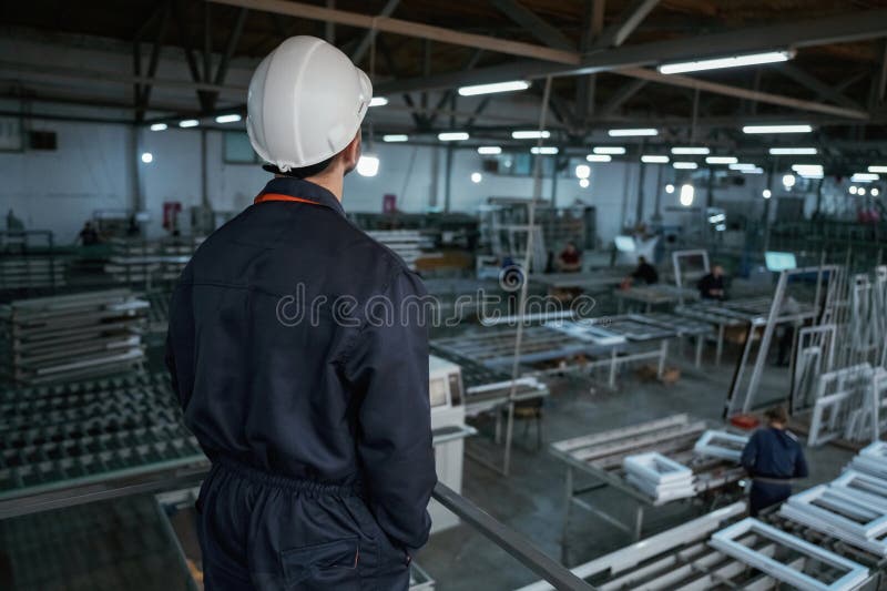 Quality Control. Factory Worker is Indoors with Hard Hat Stock Image ...