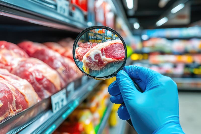 Quality Control: Food Inspector at Work in Supermarket. Stock ...
