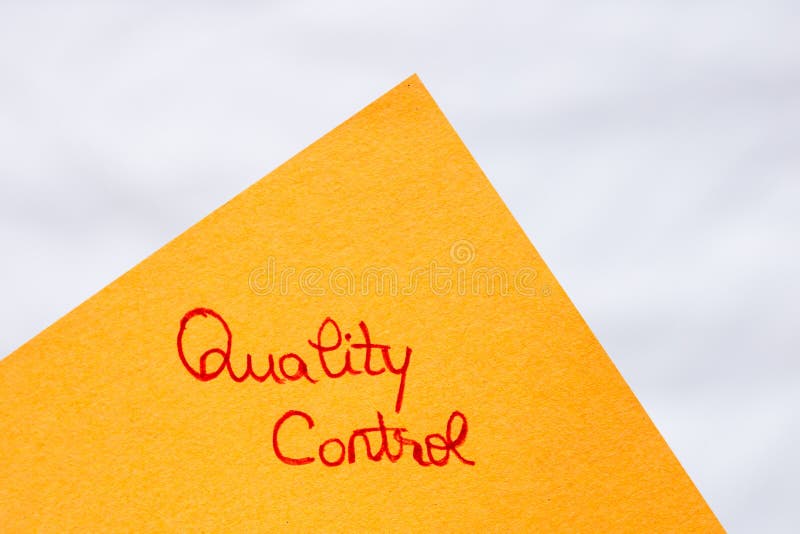 Quality Control Handwriting Text Close Up Isolated on Orange Paper with ...