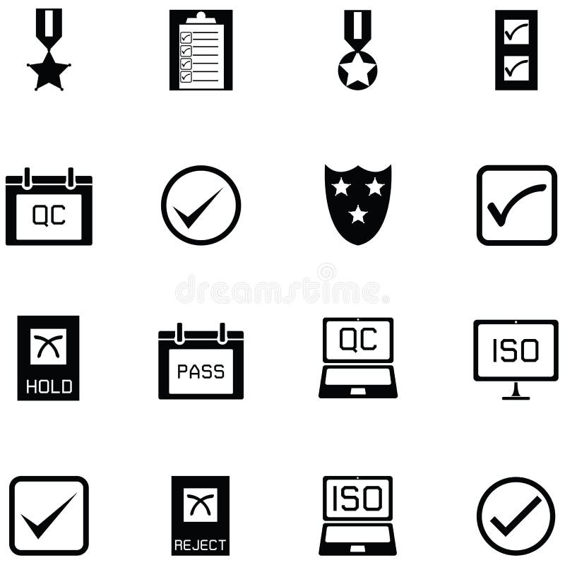 Quality control icon set stock vector. Illustration of test - 120570438