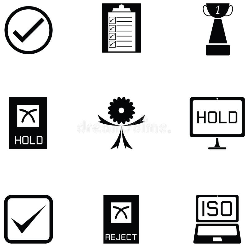 Quality control icon set stock vector. Illustration of label - 120570405