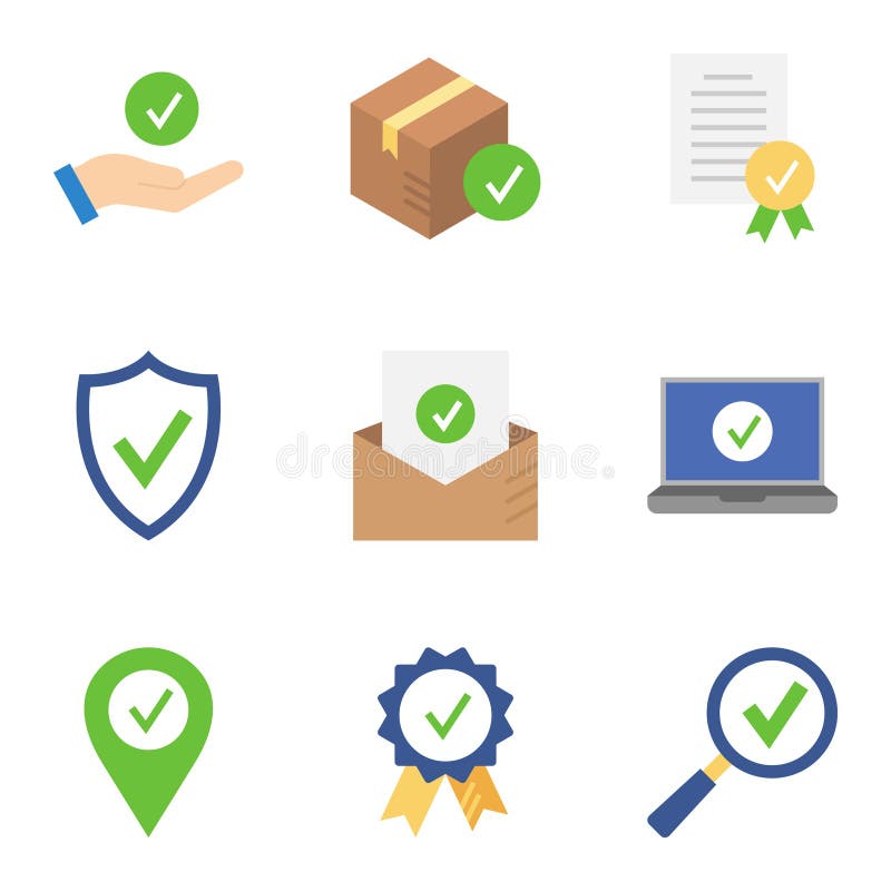 Quality Control Icons. Approved, Check Mark Symbols, Check Mark ...