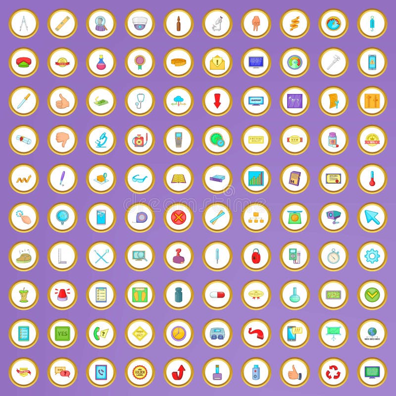 100 Quality Control Icons Set in Cartoon Style Stock Vector ...