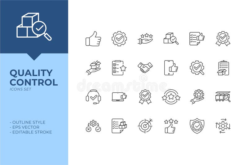 Quality Control Icons Set. Featuring Various Symbols for Inspection ...