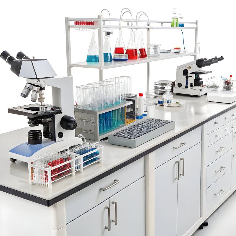 Quality Control Laboratory Isolated on White Background Stock ...