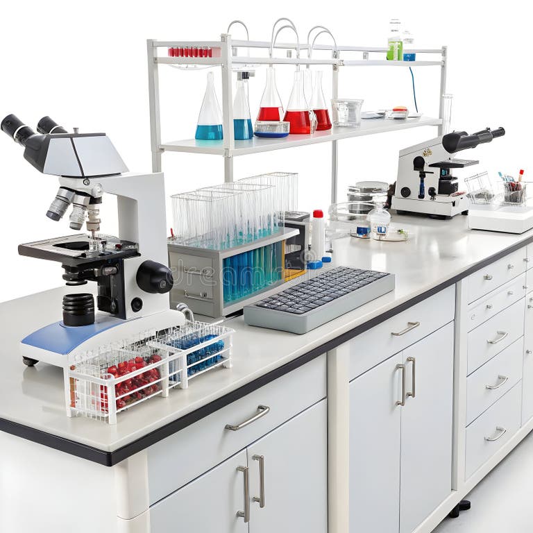 Quality Control Laboratory Isolated on White Background Stock ...