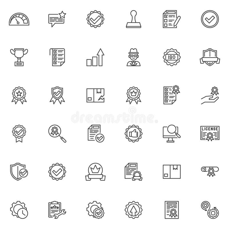Quality Assurance Control Line Icons Stock Illustrations 239 Quality