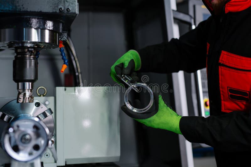 Quality Control Manufacturing.Hands of an Engineer Measures a Metal ...