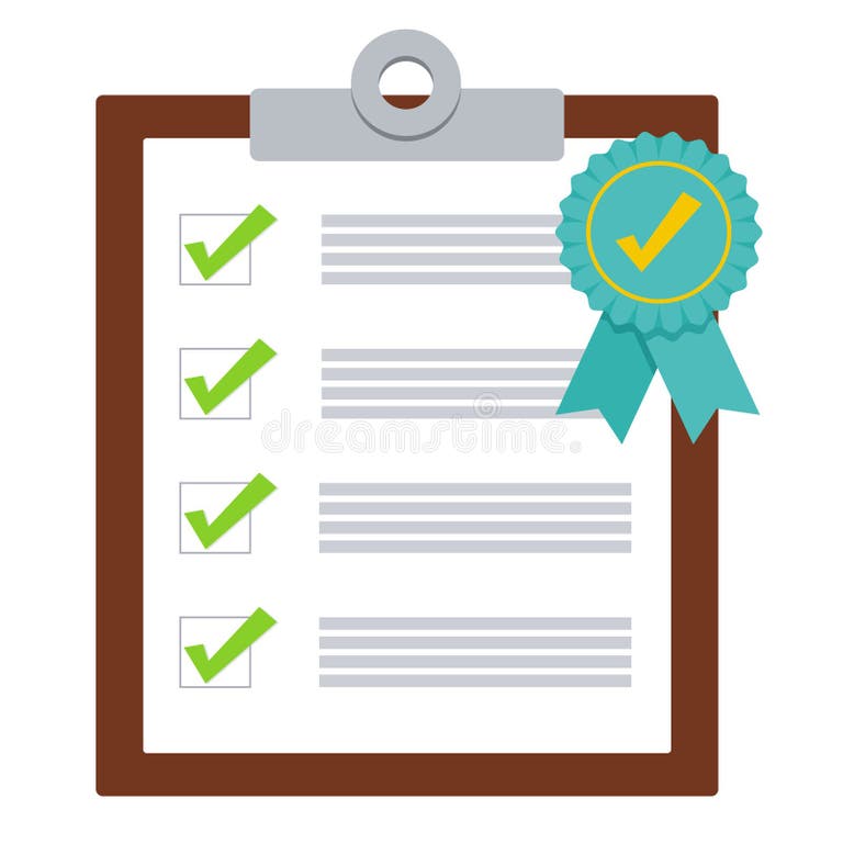 Quality Control Test Achievement Pass Award on Clipboard Illustration ...