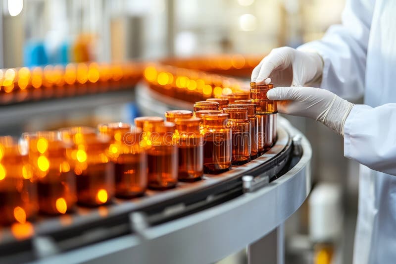 Quality Control in Pharmaceutical Production Scientist Inspecting Vials ...